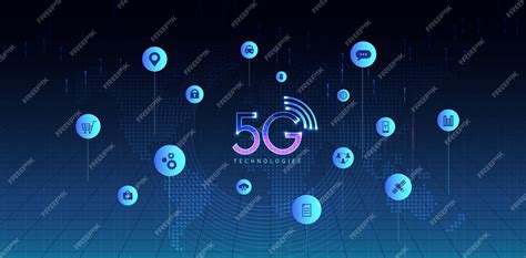 Premium Vector 5g Technology With Computer Network Connection Line Between Building