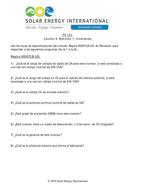 Ejercicio De Práctica Inversores Interactivos Directos Pdf Inversor