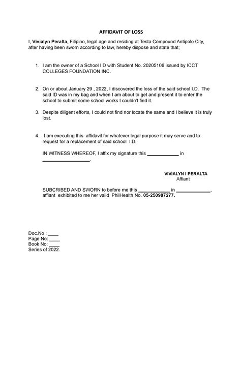 Affidavit Of Claim Doc Affidavit I Filipino Of Legal Age With Address My Xxx Hot Girl