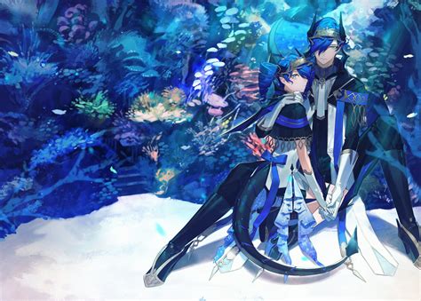 Download Bow Clothing Twintails Pointed Ears Tail Blue Eyes Blue Hair