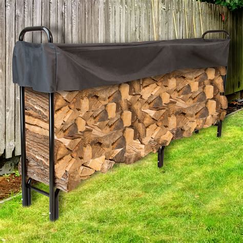 Ebern Designs Fayre 8ft Firewood Rack Outdoor Wood Rack Log Holder With