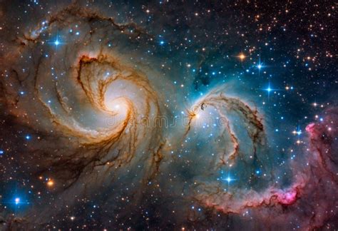 Interacting Galaxies In Deep Space Stock Illustration Illustration Of