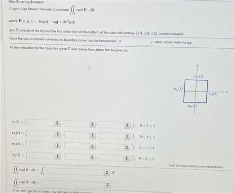 solved resp entering answers 1 point use stokes theorem