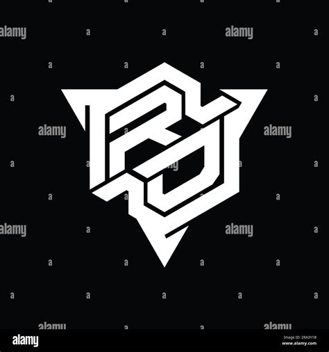 Rd Letter Logo Monogram Hexagon Shape With Triangle Outline Gaming Style Design Template Stock