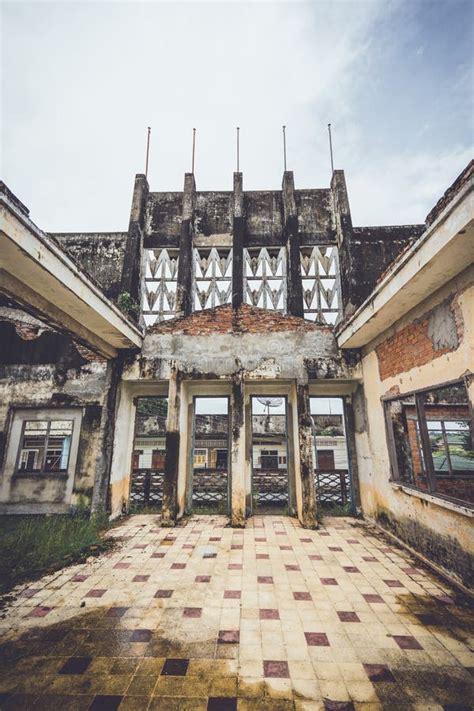 Old Town Historic Buildings Of Savannakhet Street In Old Town Region In Laos Stock Image