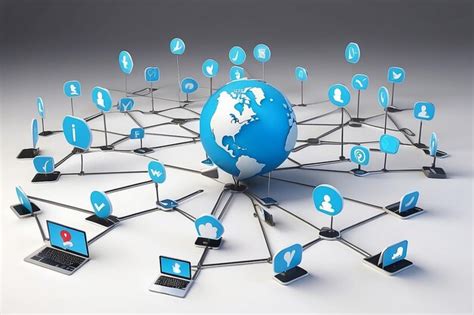 Social Networking Concept 3d Rendering Premium Ai Generated Image