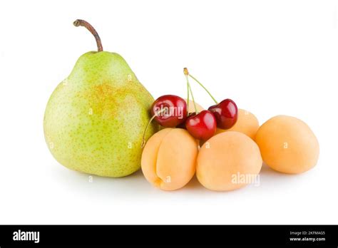 Pear Cherry Apricot Stock Photo Alamy