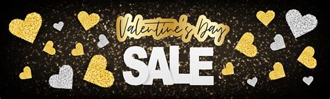 발렌타인 데이 판매 배너 배경입니다 황금 반짝이는 하트와 디자인 개념을 사랑 합니다 로맨틱 한 웹 사이트 헤더 또는 광고 프로모션 벡터 그림입니다 14에 대한 스톡 벡터