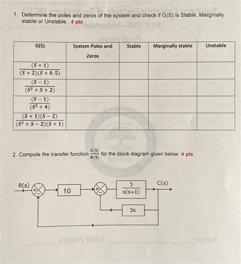 solved 1 determine the poles and zeros of the system and