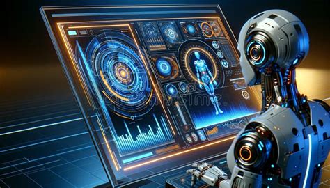 Ai Robot Hologram On Virtual Screen Artificial Intelligence And Machine Learning Concept