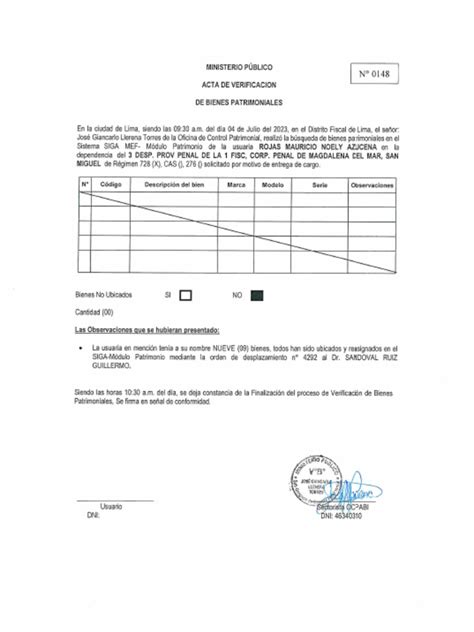 Acta De Verificacipón Rojas Mauricio Noely Pdf