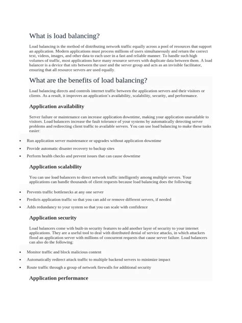 what is load balancing pdf load balancing computing server