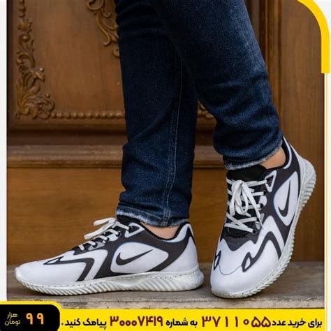 🏆کفش ورزشی سفید مشکی مردانه T مدل Bevis عکس ویسگون