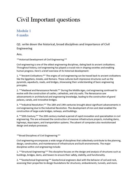 Civil Engineering Important Questions Pdf Cement Concrete