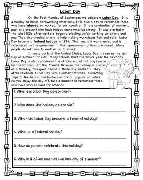 Labor Day Worksheets Worksheets Library
