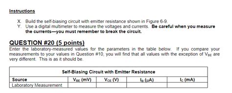 solved instructions x build the self biasing circuit with