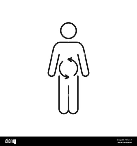 Human Digestive System Line Icon Healthy Digestion And Diet Man With