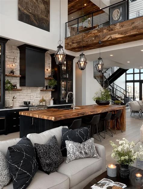 Black And Wood Living Room Rustic Black And White Home Rustic Modern