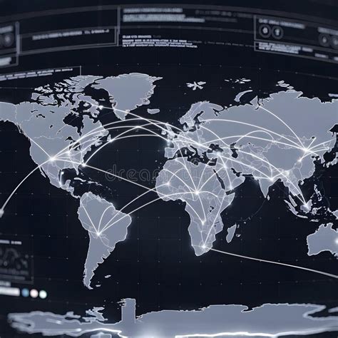 High Tech Digital Interface With A World Map And Data Streams Stock Illustration Illustration