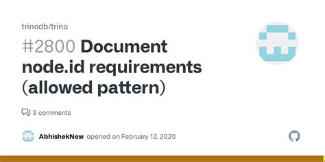 document node id requirements allowed pattern · issue 2800 · trinodb