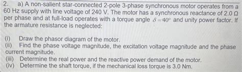 Solved A A Non Salient Star Connected Pole Phase Chegg