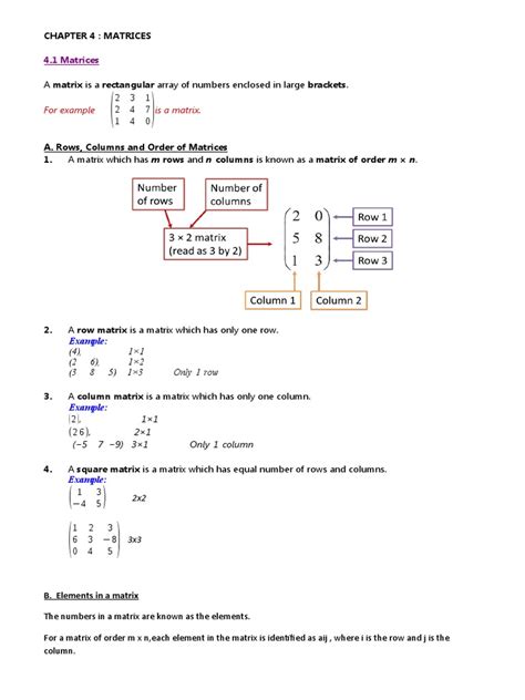 chapter 4 matrices pdf matrix mathematics multiplication