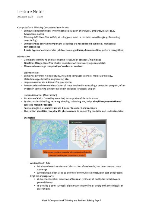 computational thinking lecture notes computational thinking