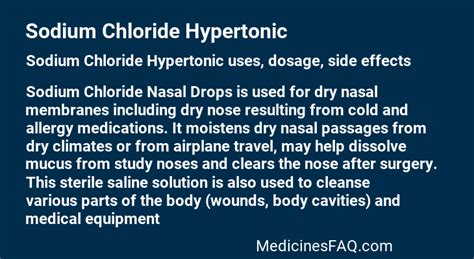 Sodium Chloride Hypertonic Uses Dosage Side Effects Food