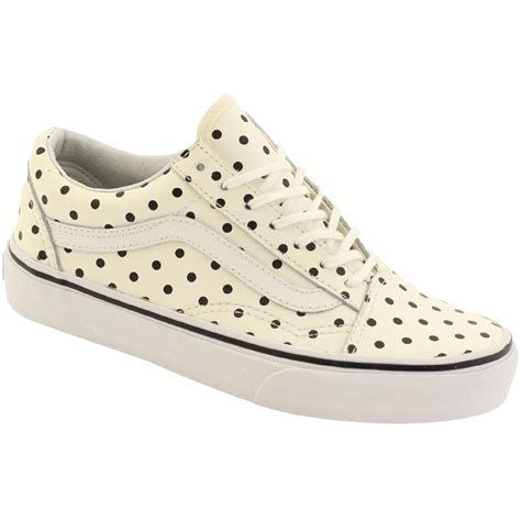 Vans Women Old Skool Leather Polka Dots White