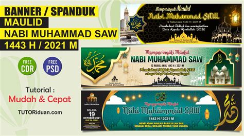Free 3 Desain Banner Spanduk Maulid Nabi Muhammad Saw 1443 H Free Cdr