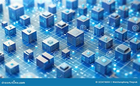 A Digital 3d Cityscape With Interconnected Buildings Representing A Smart City And Futuristic