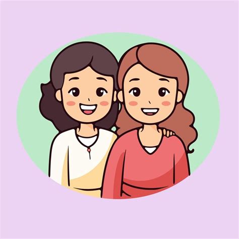 Asian Cute Ladies Sisters Have Fun Premium Ai Generated Vector