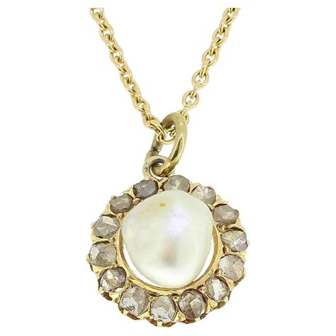 Victorian Pearl And Diamond Pendant Necklace For Sale At 1stdibs