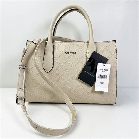 New Nine West Womens Allyce Signature Shoulder Bag Handbag Purse Jet