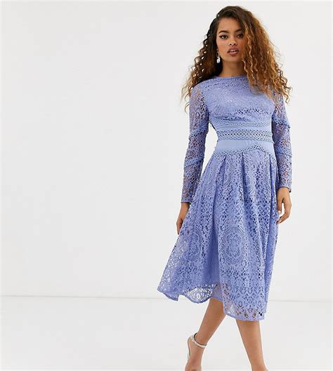 Asos Petite Asos Design Petite Long Sleeve Prom Dress In Lace With