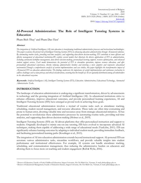Pdf Ai Powered Administration The Role Of Intelligent Tutoring