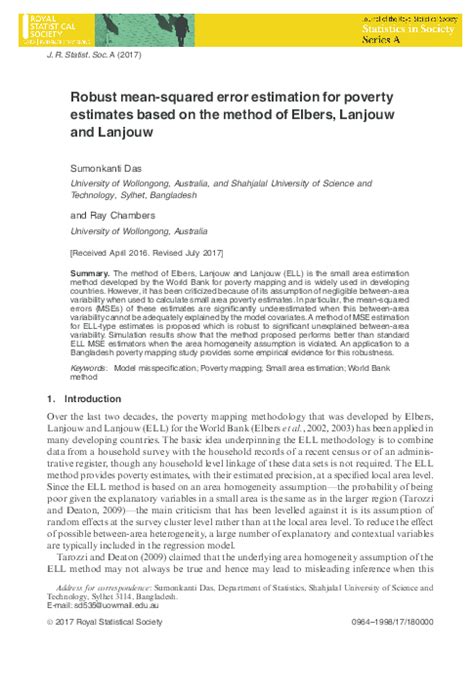 pdf robust mean squared error estimation for poverty estimates based