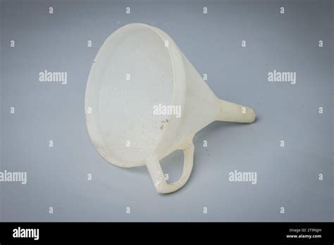 White Funnel Used For Liquids Isolated On Gray Color Practical Funnel
