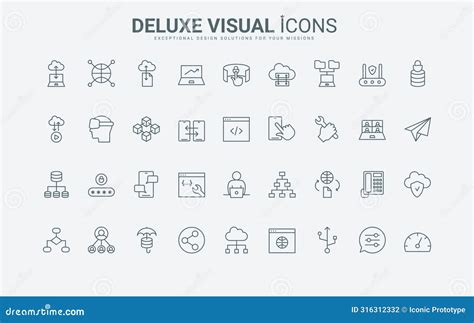 Network Data System And Architecture Line Icons Set Flowchart Model And Algorithm Stock Vector