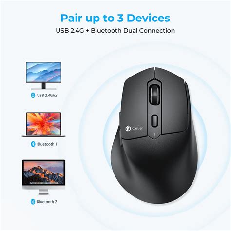 Iclever Mouse Md360 Type C Rechargeable Wireless Bluetooth Mouse Dual Mode Bluetooth 2 4g