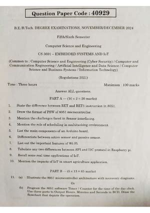 CS3691 Embedded Systems And IoT Laboratory Activity Manual Studocu