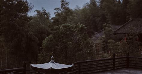 건축 경치 고립된 고요한 구름 나무 높이 대나무 랜턴 명상 목조 갑판 문화적 미니멀리스트 미묘한 박무 뷰포인트 사당 사원 산 선 가든 숲