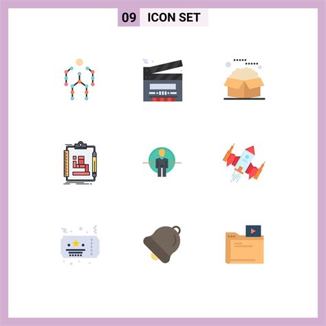 Set Of 9 Commercial Flat Colors Pack For Scheme Algorithm Film Service Product Editable Vector