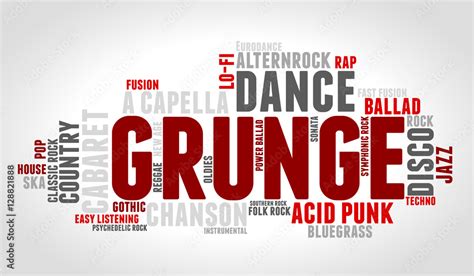 Grunge Word Cloud Type Font Gradient Grey Background Music Concept Stock Vector Adobe Stock