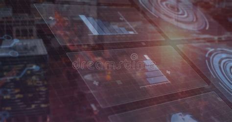 Bar Graphs And Data Processing Animation Over Abstract Digital