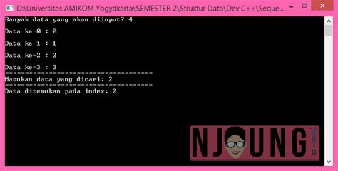 bahasa pemrograman c contoh program pencarian sequential search
