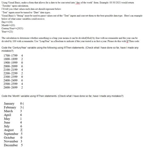 Solved Using Visual Basic Make A Form That Allows For A Chegg Com