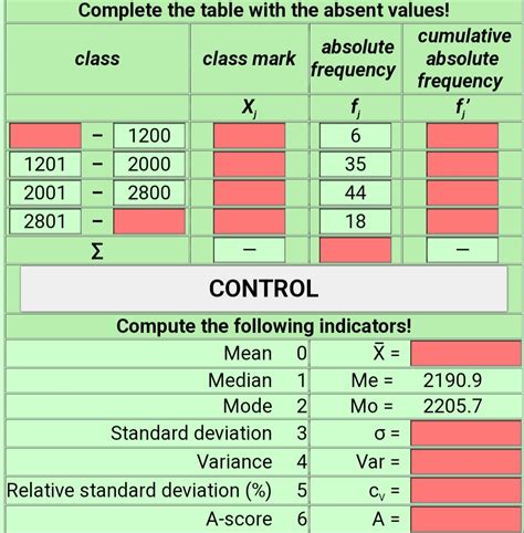 Solved Complete The Table With The Absent Values