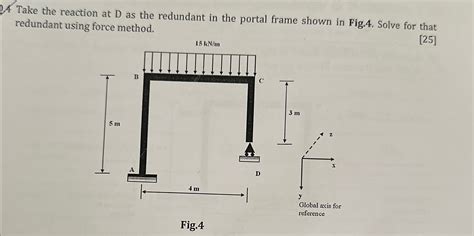 solved 4 ﻿take the reaction at d as the redundant in the