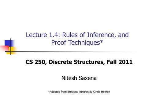 ppt lecture 1 4 rules of inference and proof techniques powerpoint